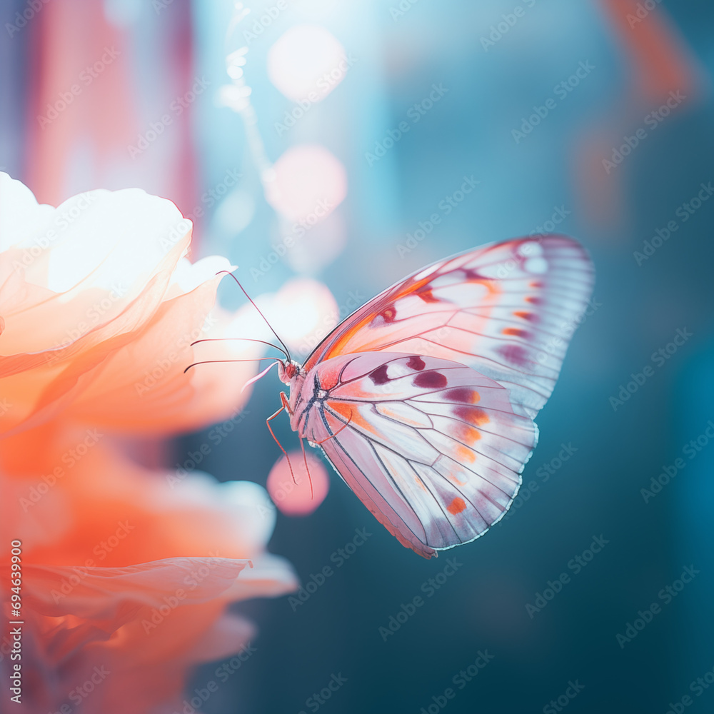 Butterfly emerging from the cocoon; open wings and a flower. Concept of ...