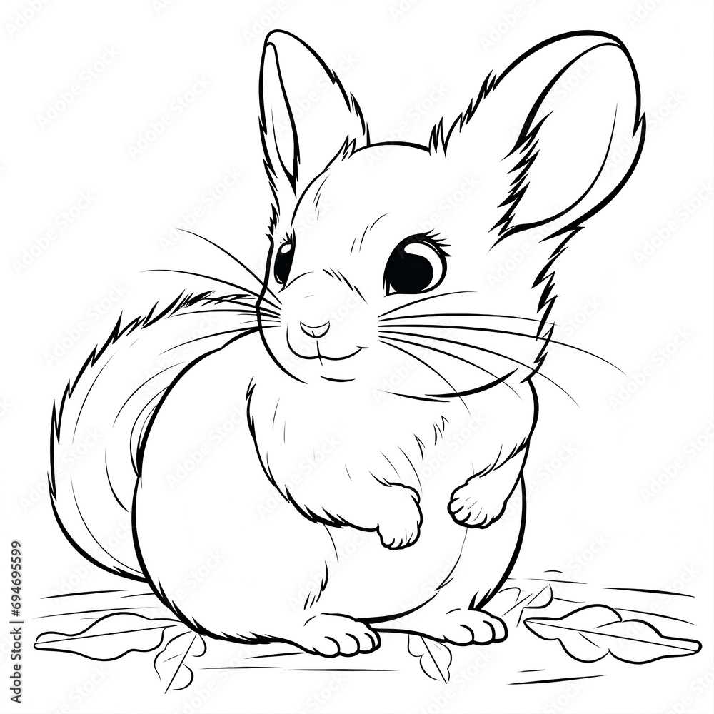 Chinchilla coloring page for kids. Simple animal coloring page Stock ...
