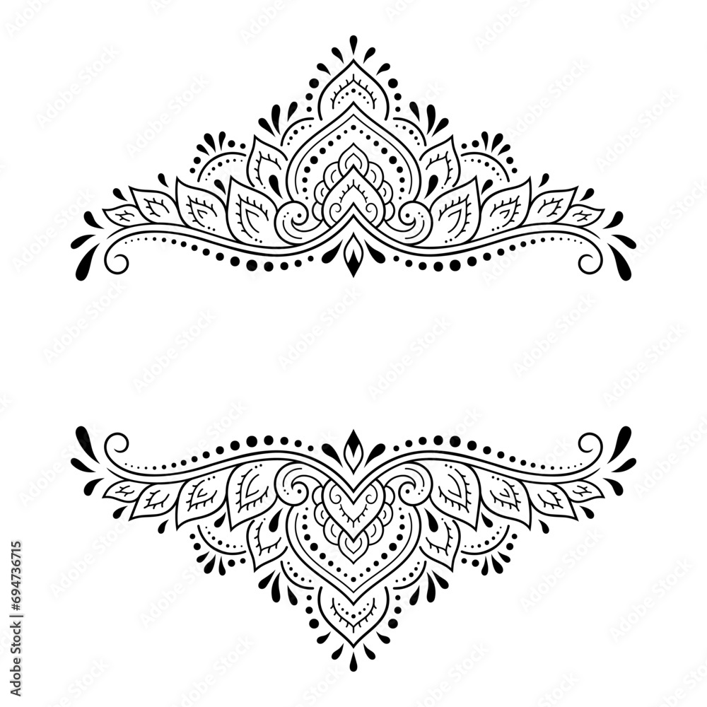 Frame in eastern tradition. Stylized with henna tattoos decorative ...