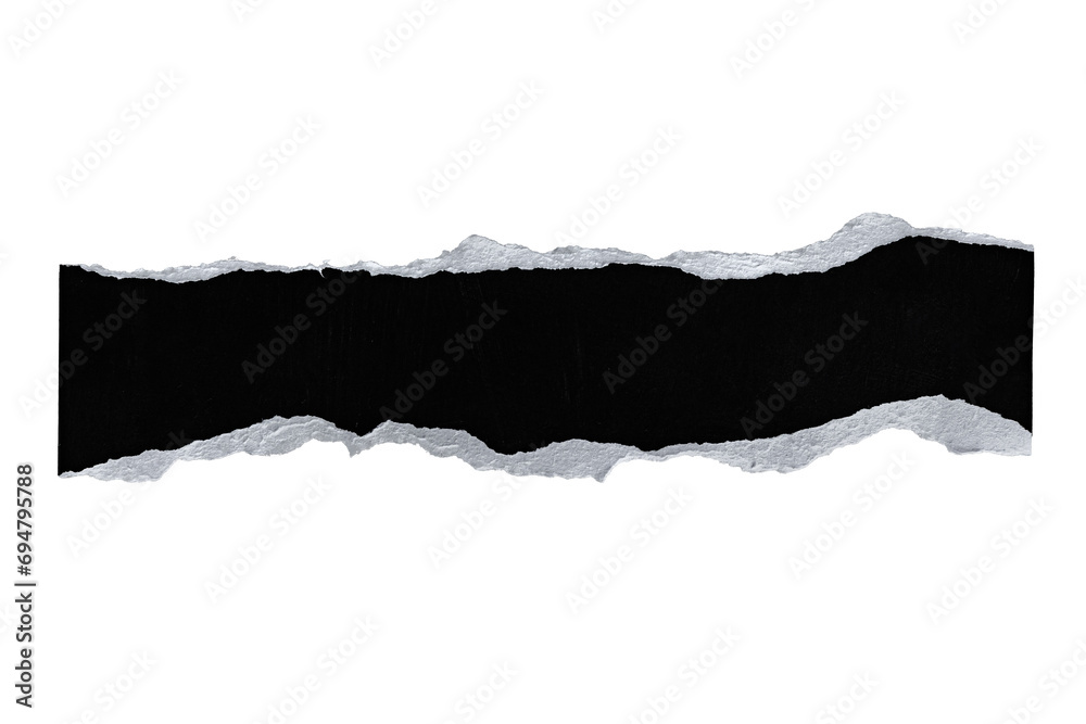 Black Ripped Paper With Torn Edges. Isolated Strips On Transparent ...