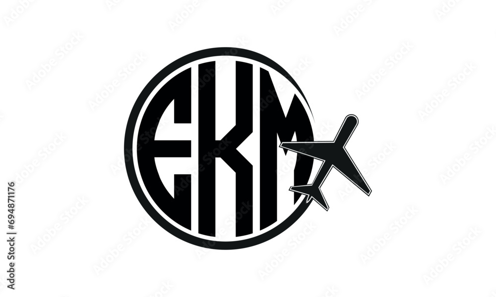 EKM three initial letter circle tour & travel agency logo design vector ...