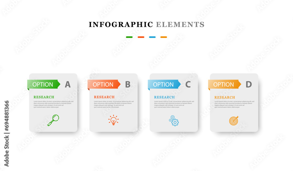 Vector de Stock Infographic design 4 steps for diagrams, presentations ...