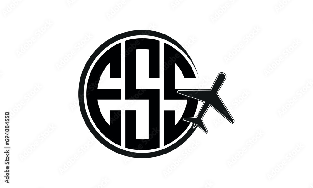 ESS three initial letter circle tour & travel agency logo design vector ...