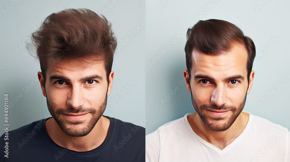 Balding Man Before and After Hair Transplant Surgery. Man Losing Hair ...