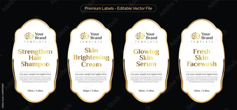 Hair shampoo label, skin cream label design, glowing skin serum, fresh ...