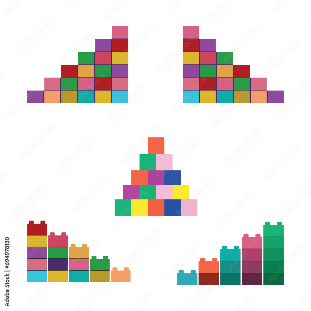 Building Blocks Vector Illustration Set With Isolated Clip Art White ...