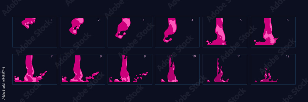 Water splashes animation. Water splash sprite sheet for game or cartoon ...