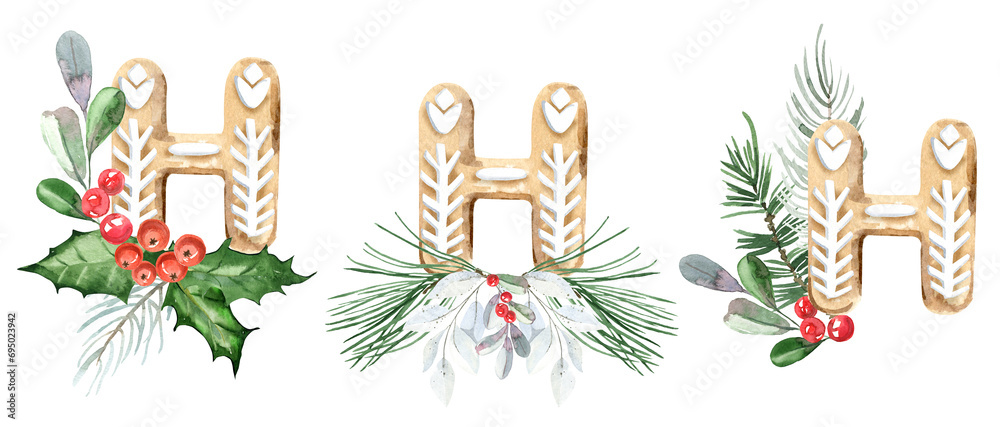 Watercolor Gingerbread Alphabet Christmas Clipart, Gingerbread letters ...