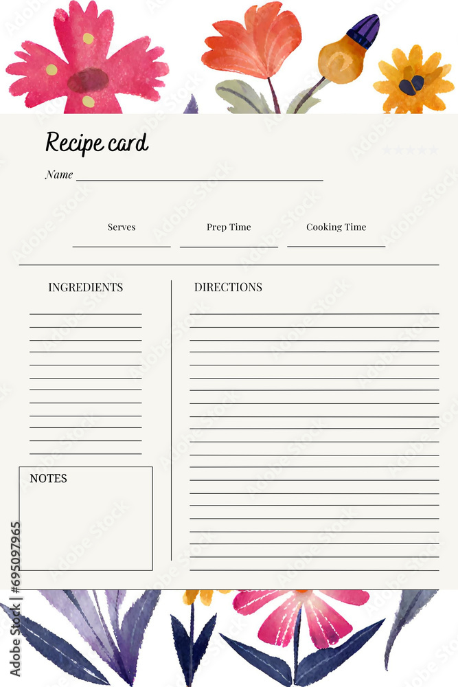 Blank Recipe Book Printable Template, Blank Pages Sheet Organizer ...