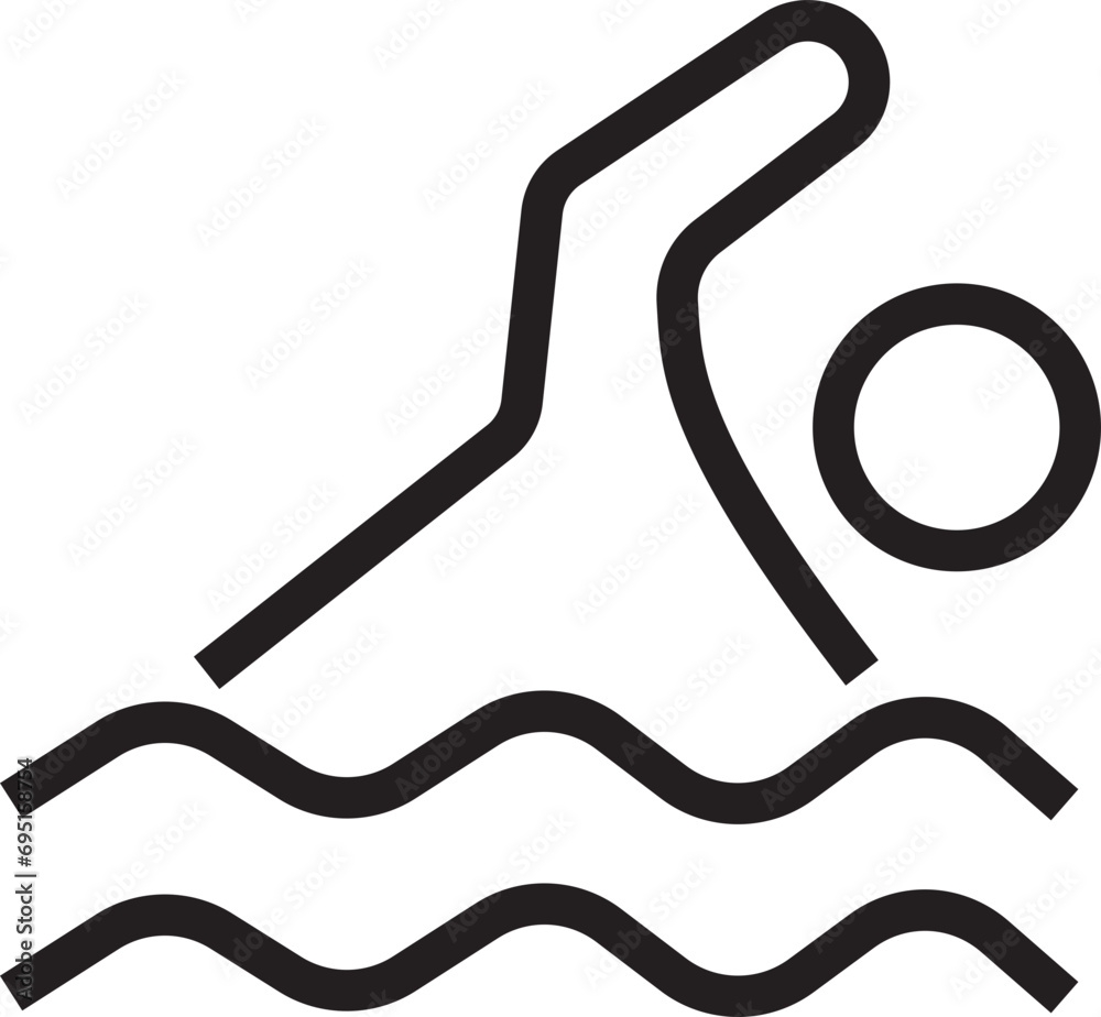 Black Swimmer icon in trendy Line style with editable stock isolated on ...