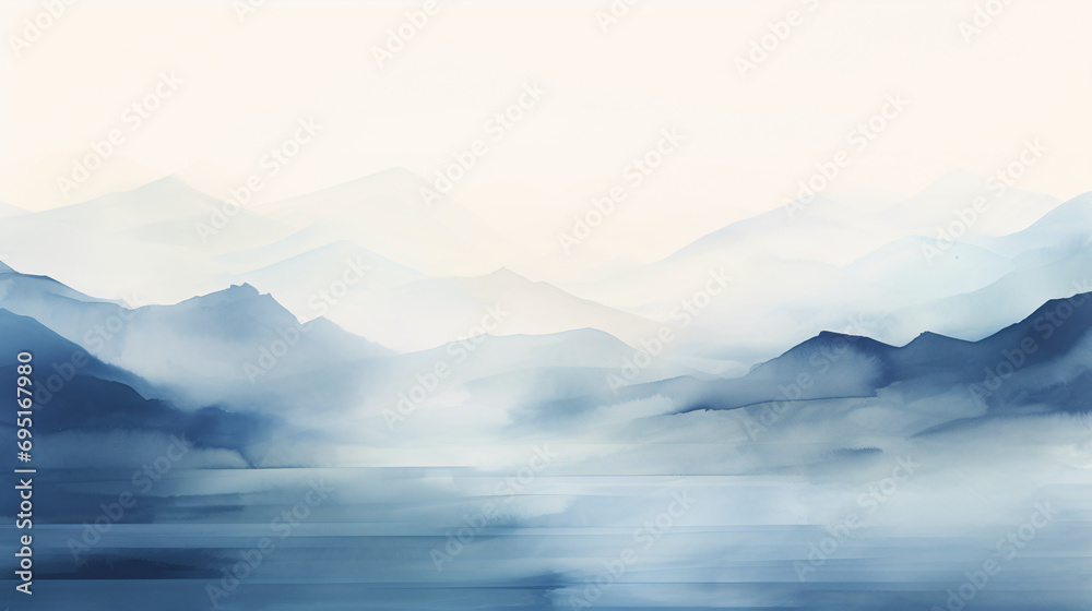 Misty mist surrounds the misty landscape painting background of ...