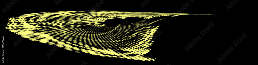 Halftone dotted spiral logo or border. Radial golden rays. Vector. For ...