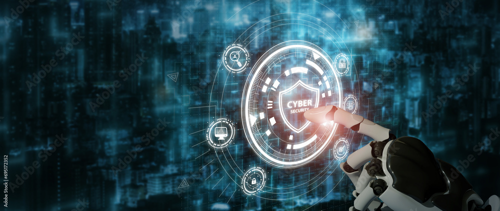 Cyber security concept. Professionals use artificial intelligence AI and techniques to protect ...