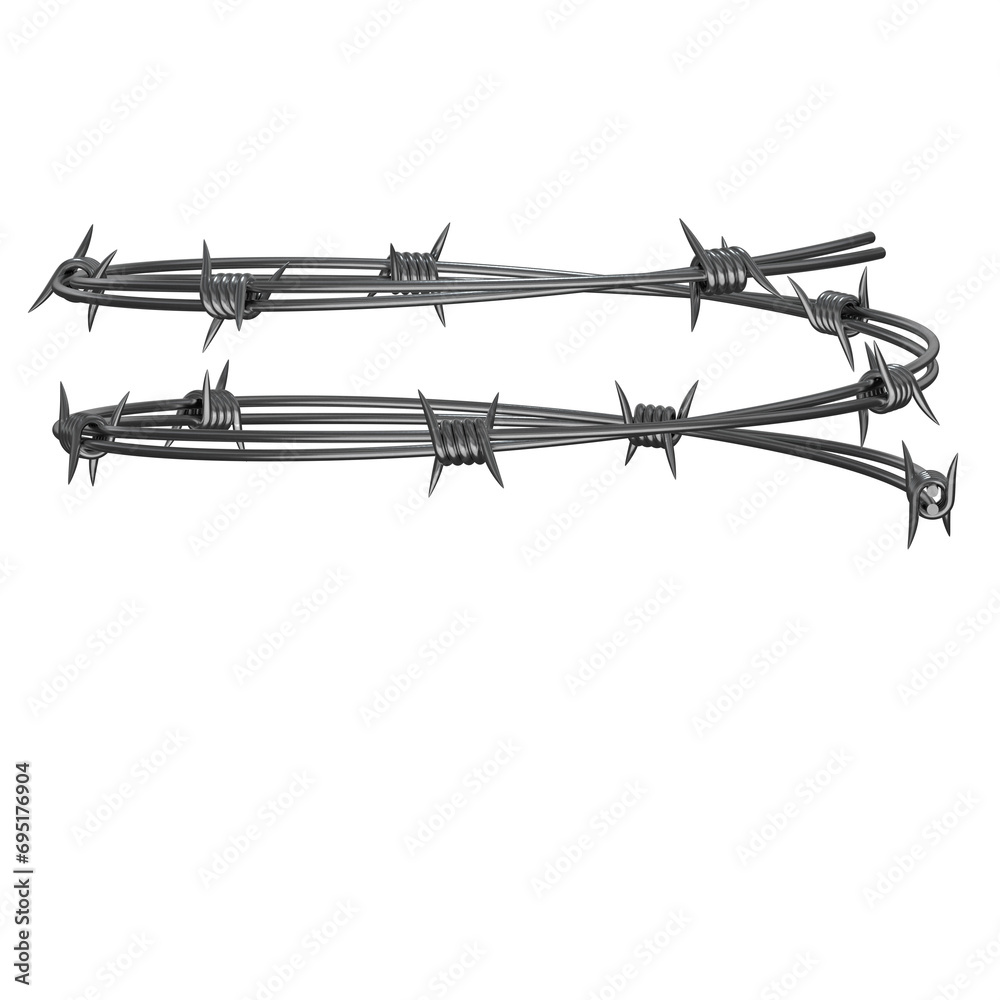 Sharp Barb Wire Elements in 8K: 3D Rendered Metal Steel Barbed Wire ...