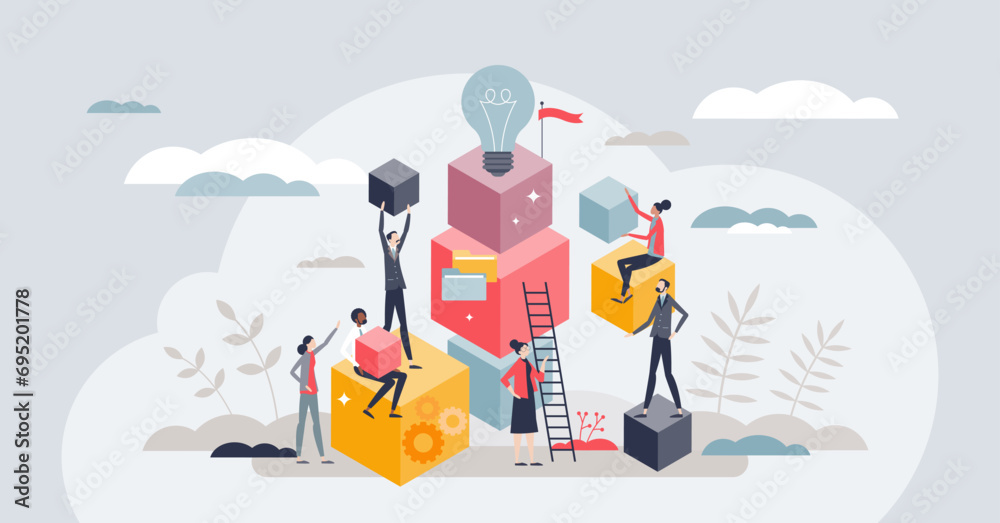 Career building blocks as professional development tiny person concept ...