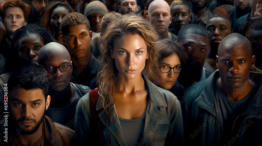 4K group of people with multi-ethnicity. team of people. employee group ...