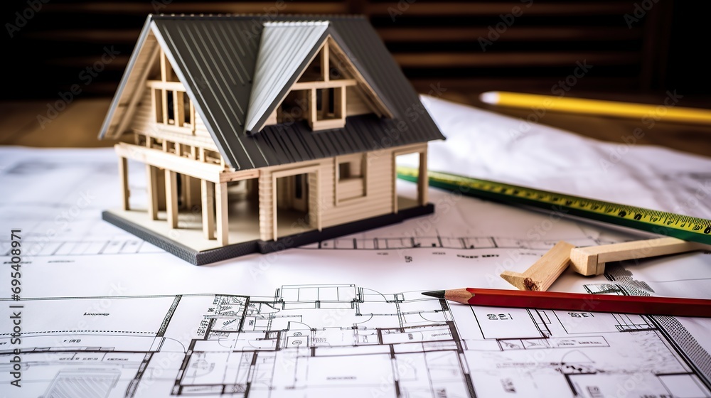 House construction. Construction scheme. Small house in construction ...