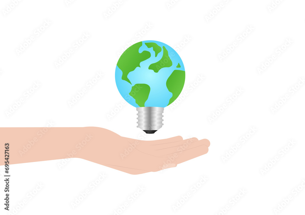 Hand Holding Earth Light Bulb. Save the World, Electricity and Energy ...