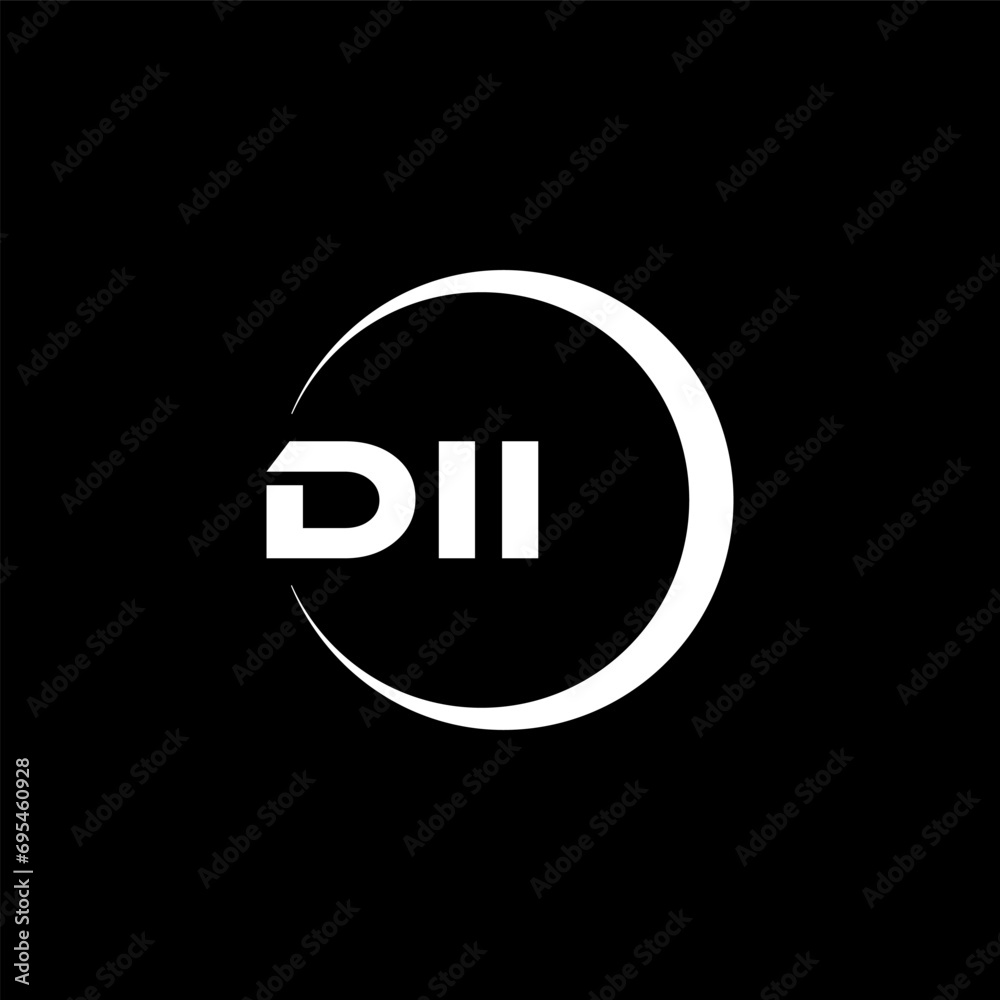DII letter logo design with black background in illustrator, cube logo ...