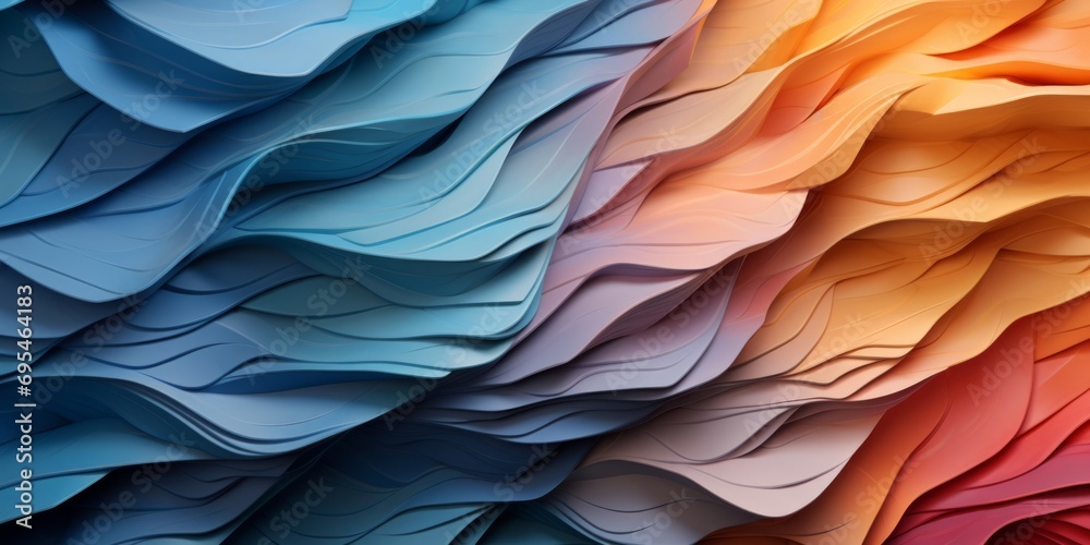 Vibrant 3D abstract wave pattern with smooth gradient colors for dynamic backgrounds and designs ...