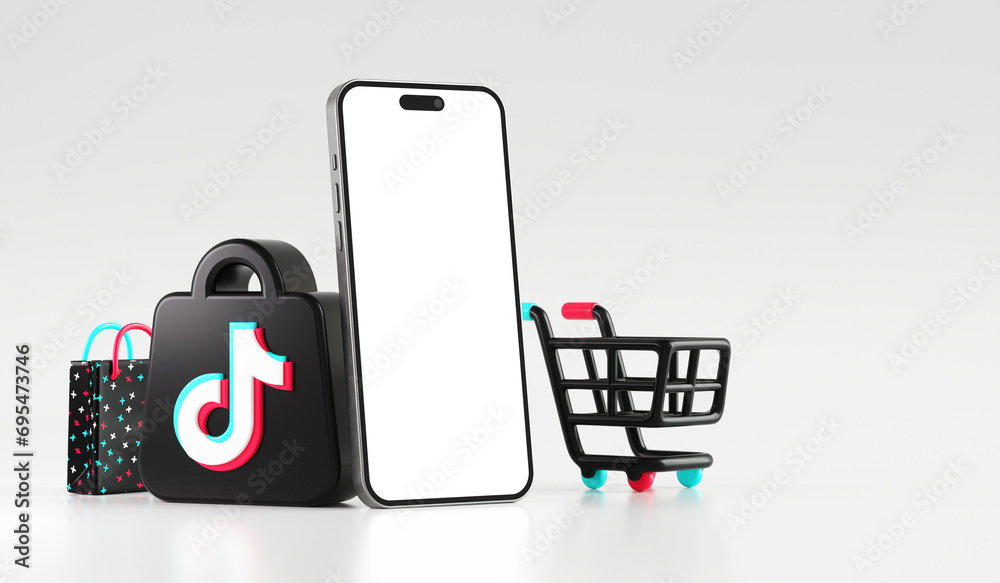 Valencia, Spain - December, 2023: TikTok Shop icon with phone screen ...
