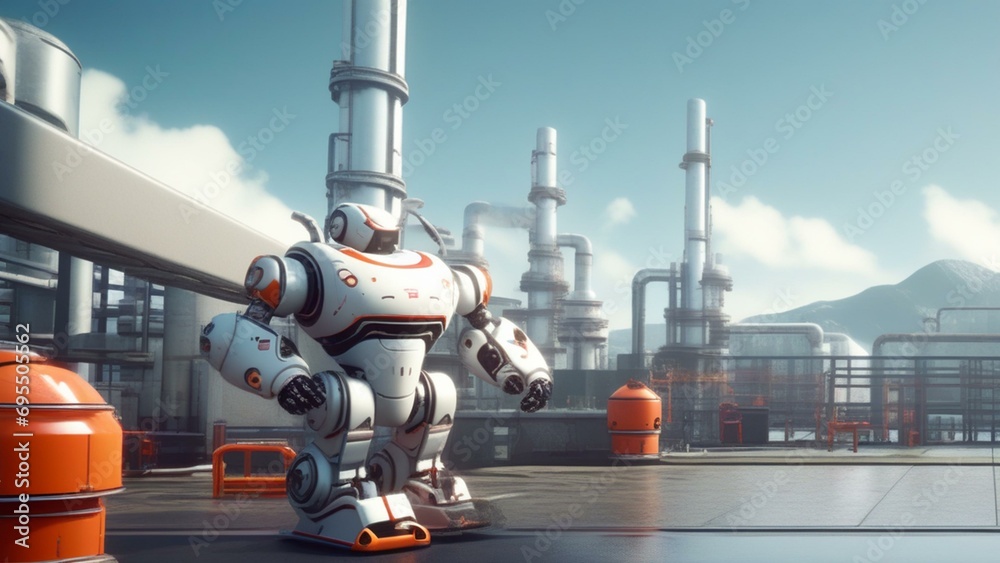 ai robot factory cinematic wallpaper Stock Photo | Adobe Stock