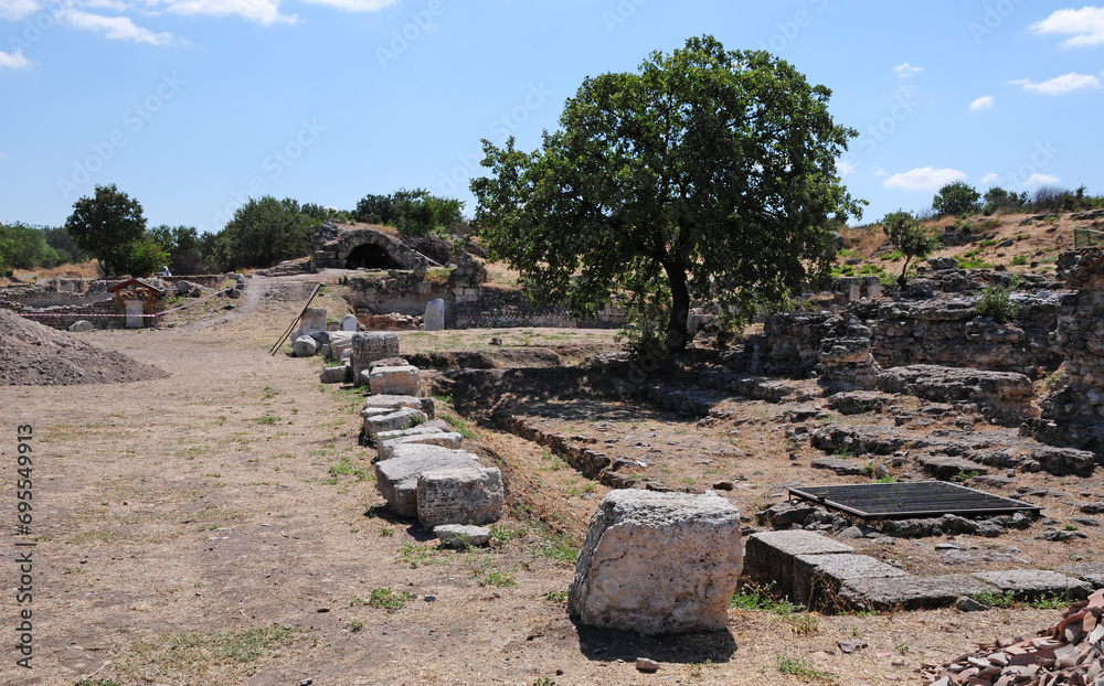 The ancient city of Alexandria Troas, located in Canakkale, Turkey, is ...