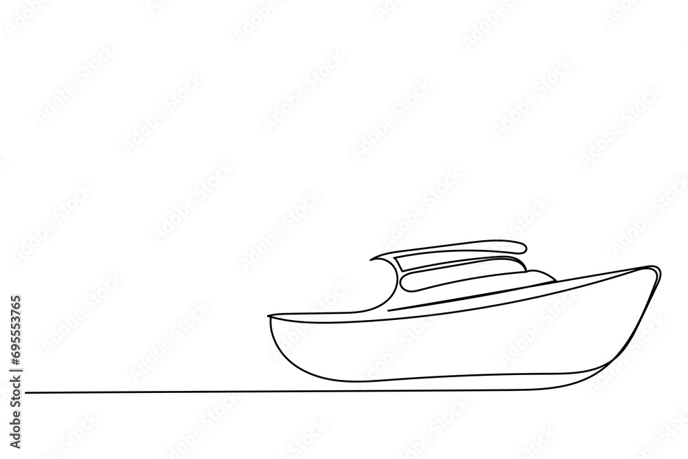 Doodle One Line Boat Art Illustration. Silhouette Outline Boat Yacht ...