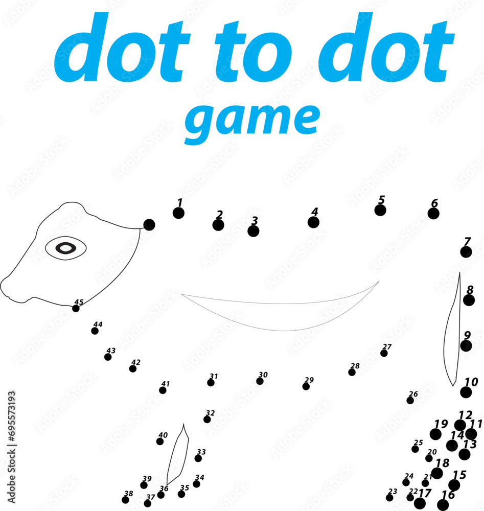 Vector de Stock Dot to dot game. Cute cow. Cartoon sea animals. for ...