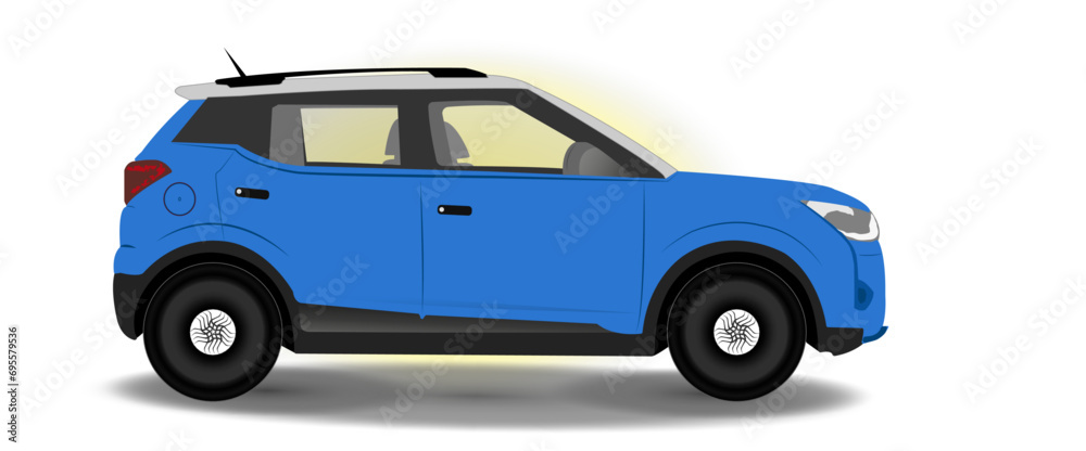 blue XUV SUV taxi EPS model four wheeler automobile illustrated ...
