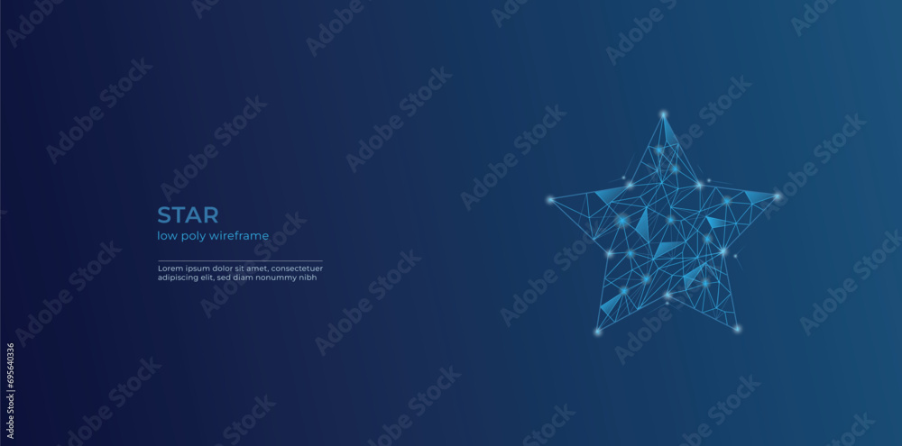 Blue star illustration low poly, starry sky consisting of points, lines ...