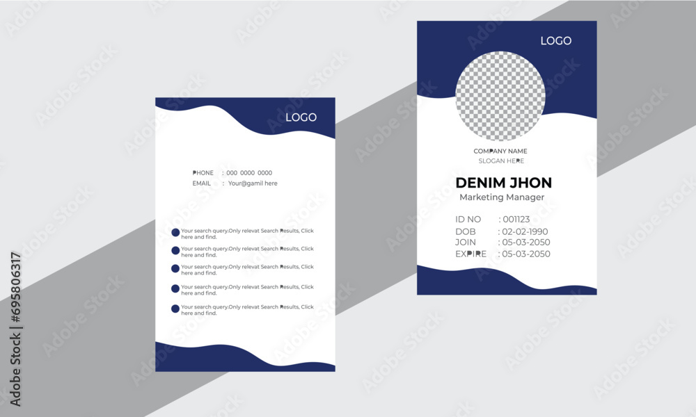 Simple vector office ID card design template. Creative Corporate ...