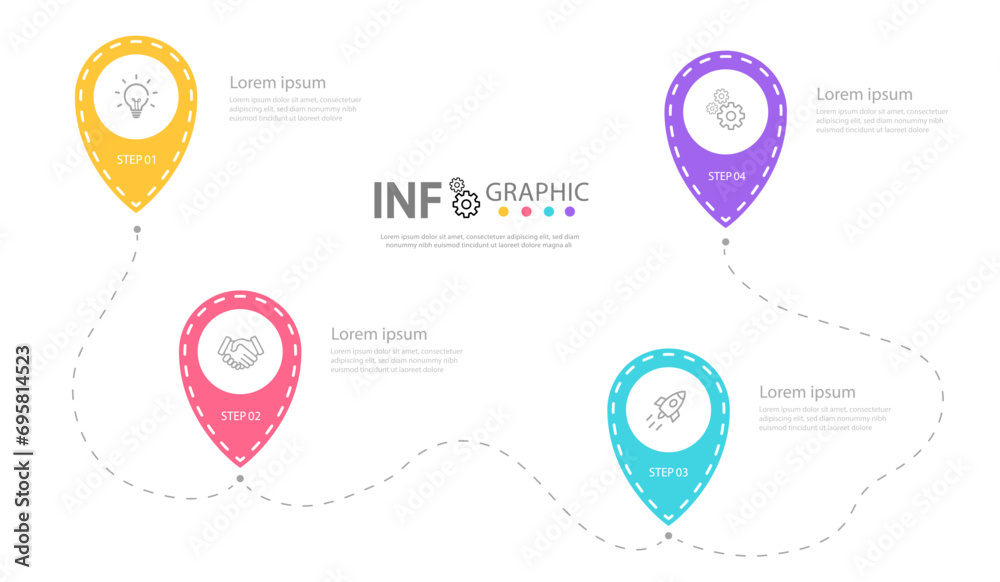 Infographic design 4 steps for diagrams, presentations, workflow ...