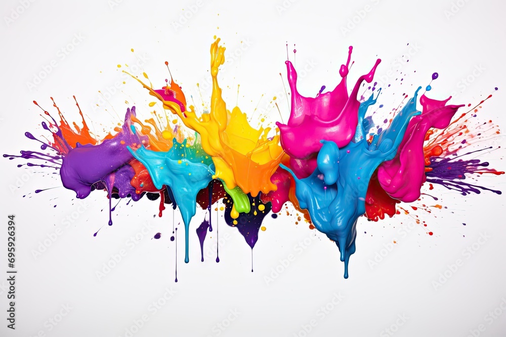 multi-colored paint droplets, dripping paint droplets, bright colors ...