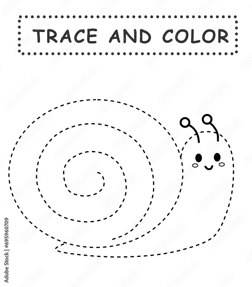 Trace and color for children. Handwriting practice. Coloring page for ...