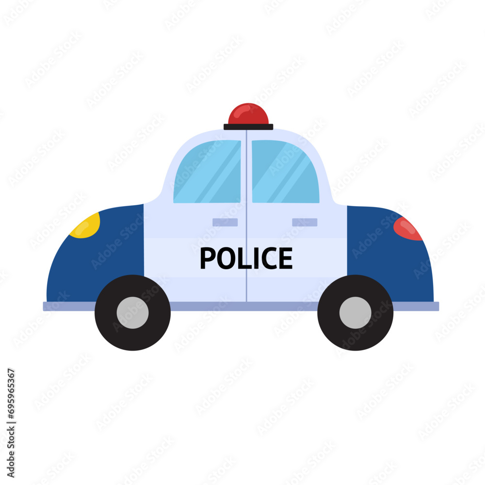 Police car in cartoon style for kids. Cute special transport isolated ...