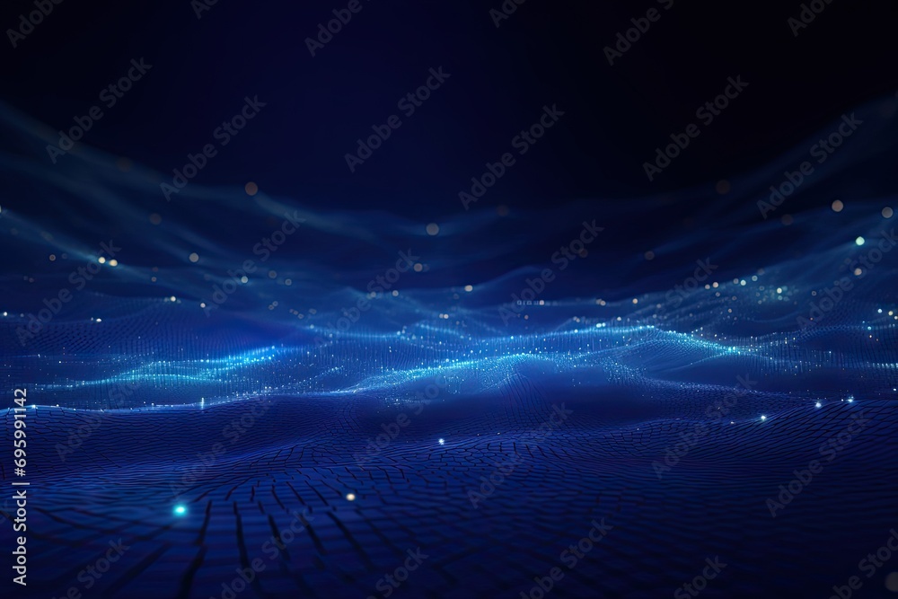 abstract blue matrix digital cyberspace background 3d render ...