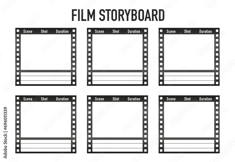 Storyboard layout for film or animation on white background ...