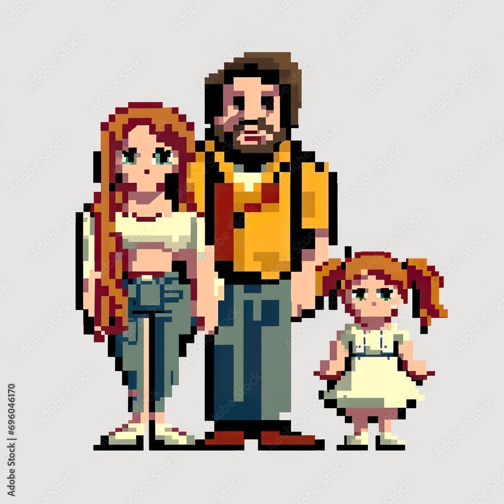 Pixel art vector-style image of family old commodore 64 compuet games ...