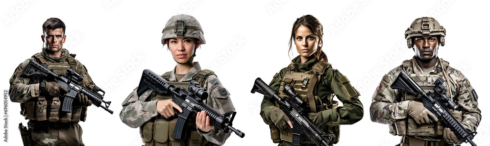 Ilustración de Stock Set of special forces fighter depictions, Man and ...