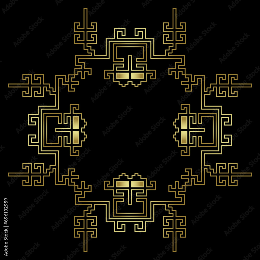 Ethnic pattern or frame with geometrical Nazca textile motifs. Native ...