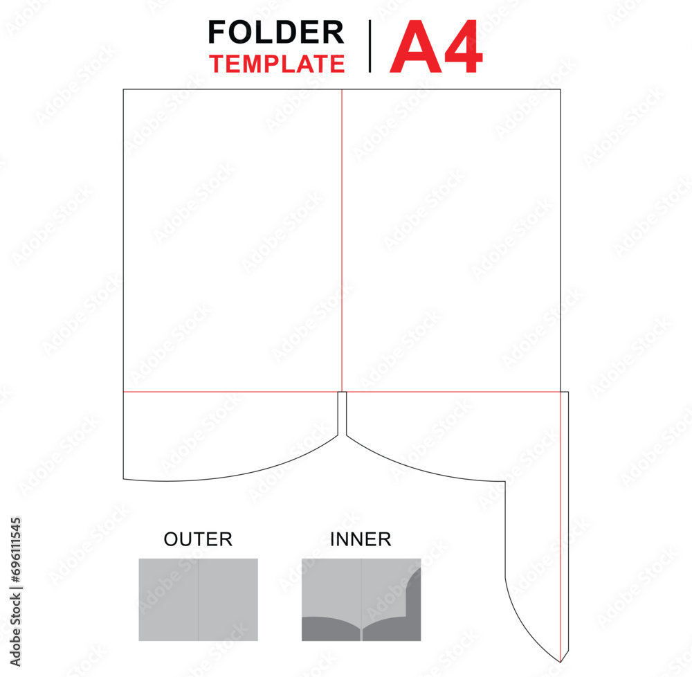 Presentation folder template die cut stamp. Empty folder template for ...