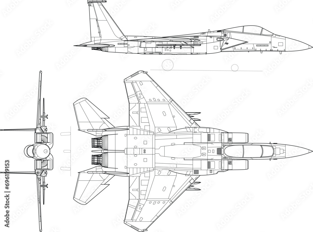 Vector de Stock Air Plane, us army fighter jet, Line art vector, eps ...