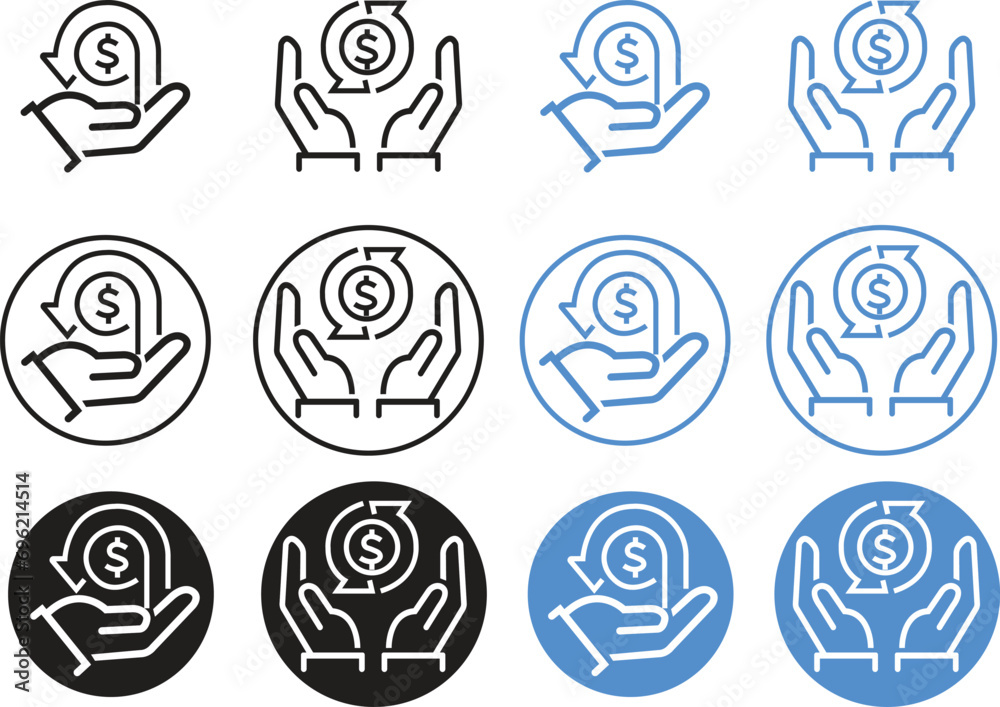 Set of Linear Cashback icons. Money refund symbols editable stock. The ...