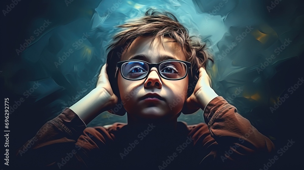 Young boy suffering from headache desperate and stressed because pain ...