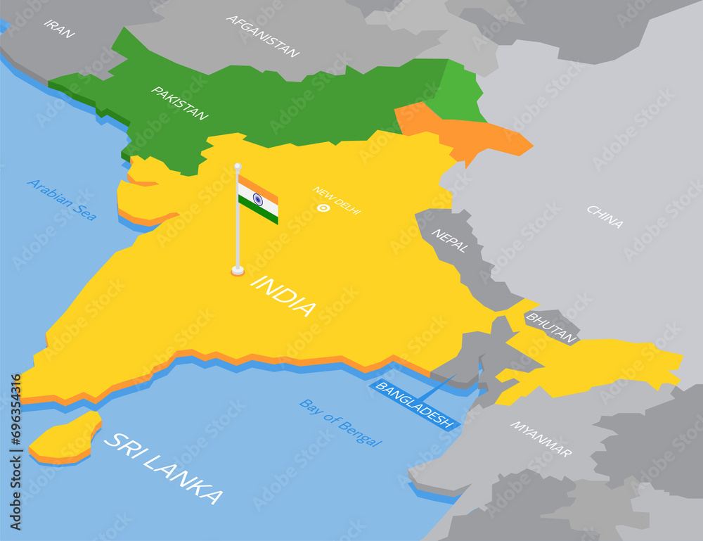 Isometric indian territory map illustration Stock Photo | Adobe Stock