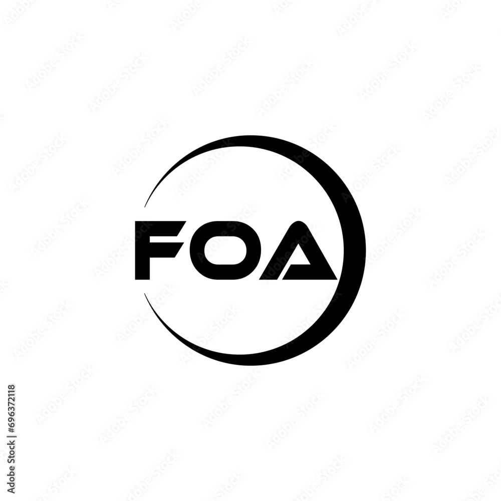 FOA letter logo design with white background in illustrator, cube logo ...