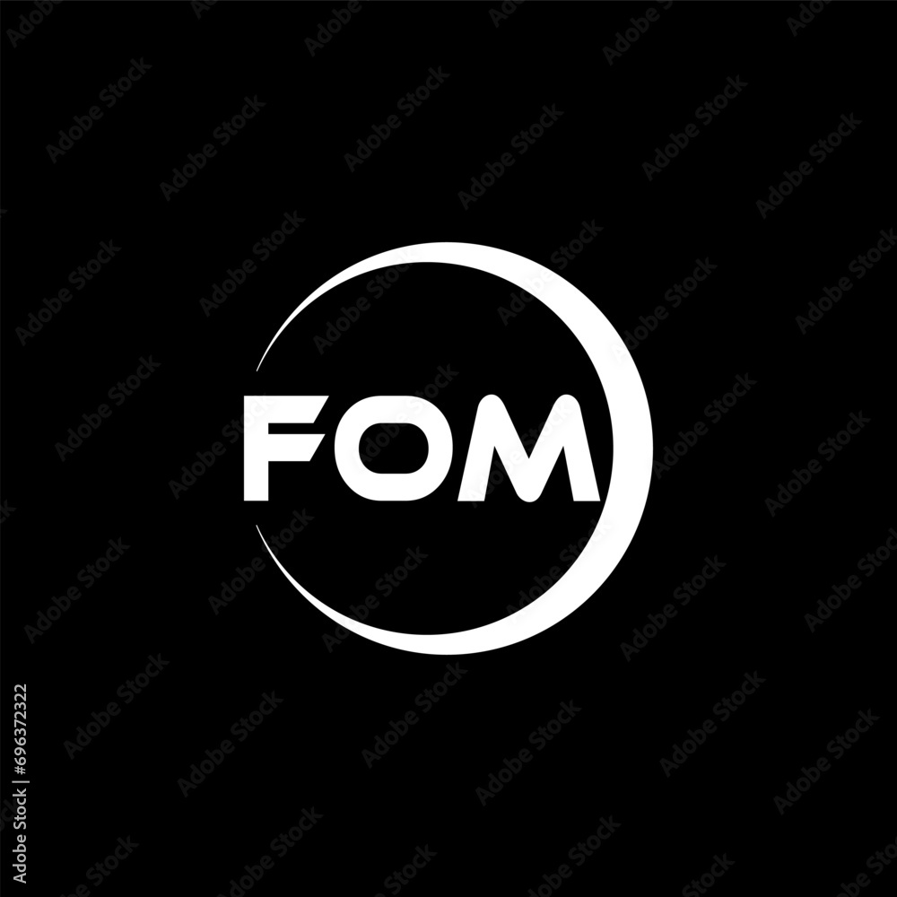 FOM letter logo design with black background in illustrator, cube logo ...