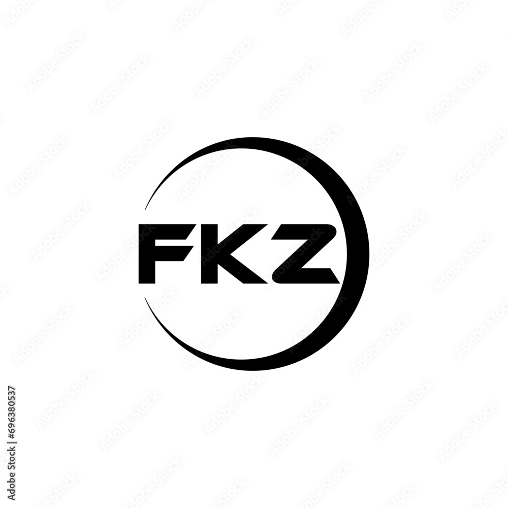 FKZ letter logo design with white background in illustrator, cube logo, vector logo, modern ...