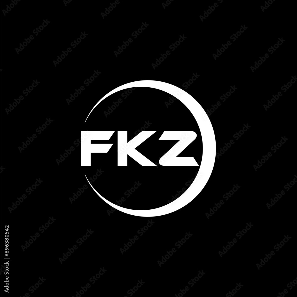 FKZ letter logo design with black background in illustrator, cube logo, vector logo, modern ...